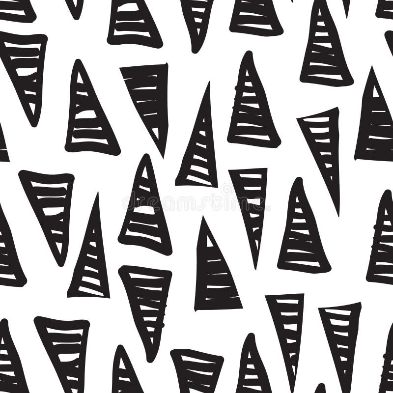 Vector Hand-painted Seamless Pattern with Triangle, Lines, Doodl Stock ...