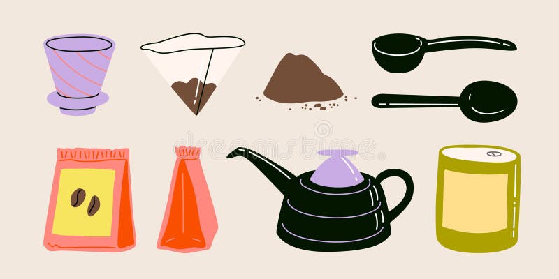 Vector Hand Painted Specialty Coffee Illustration Alternative Preparing ...