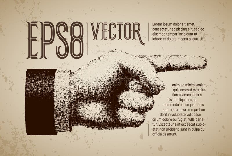 Vector Hand with Pointing Finger in Engraving Style Stock Vector ...
