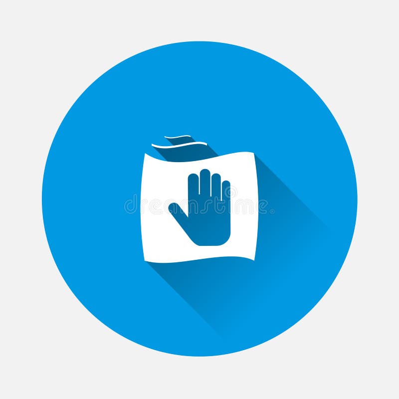Vector Hand and Rag Icon on Blue Background. Flat Image Symbol Stock ...