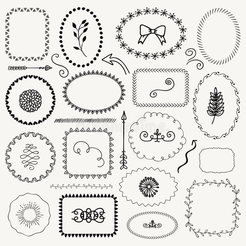 Vector Hand Sketched Rustic Frames, Borders, Elements Stock Vector ...