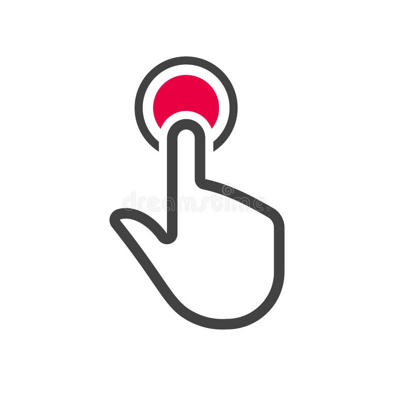 Vector Hand with Touching a Button Icon Stock Vector - Illustration of ...