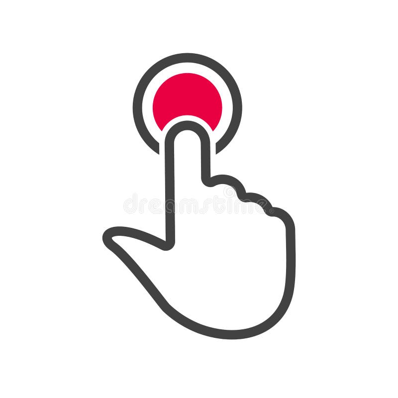 Vector Hand with Touching a Button Icon Stock Vector - Illustration of ...