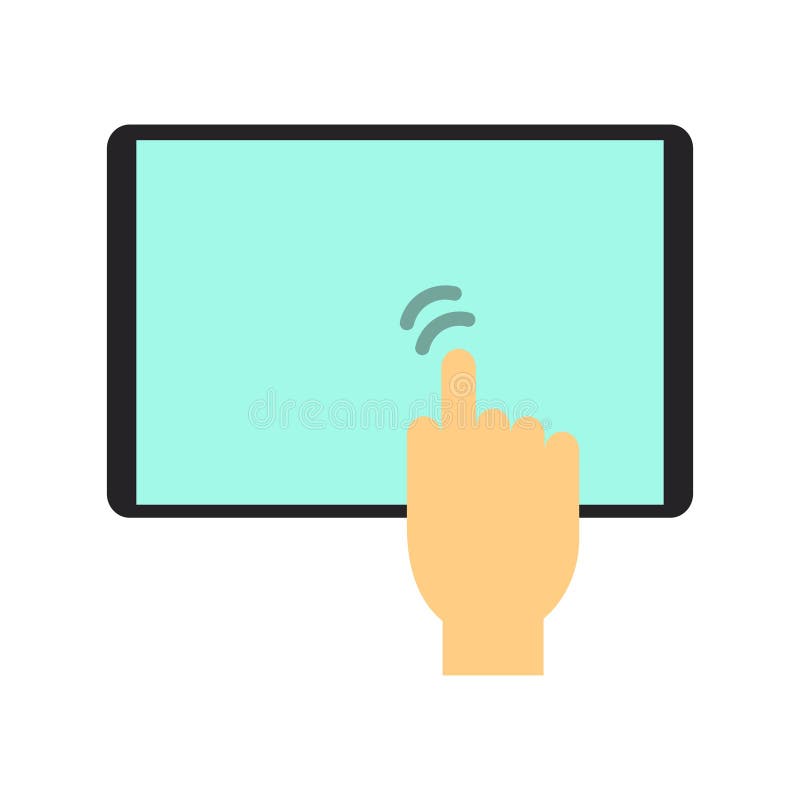 Vector Hand Touching Tablet. Hand Touching Tablet Icon Stock Vector ...