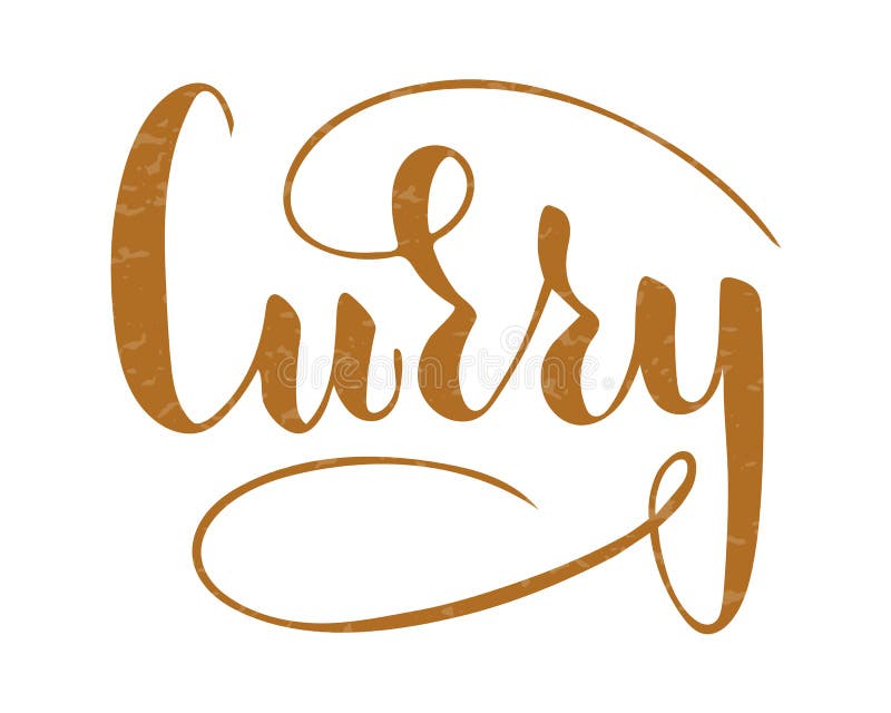 Vector Hand Written Curry Text Isolated on White Background Stock ...
