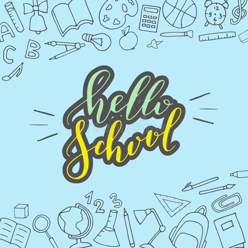 Hello school. stock vector. Illustration of graphic - 122303967