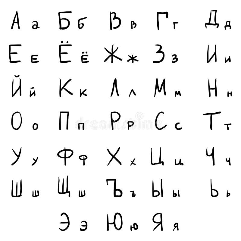 Vector Handdrawn Russian Alphabet. Cyrillic Font. Stock Vector ... Vector Handdrawn Russian Alphabet. Cyrillic Font. Stock Vector ...