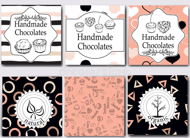 Vector Handmade Chocolates Packaging Templates and Design Elements for ...