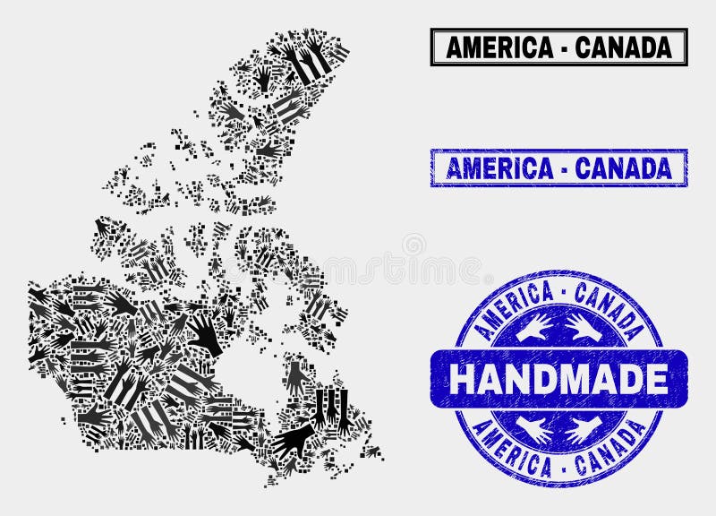 Handmade Collage of Canada V2 Map and Distress Stamp Stock Vector ...