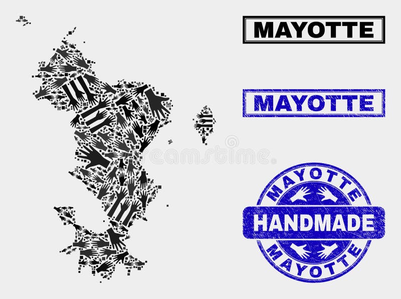 Handmade Collage of Mayotte Islands Map and Scratched Seal Stock Vector ...