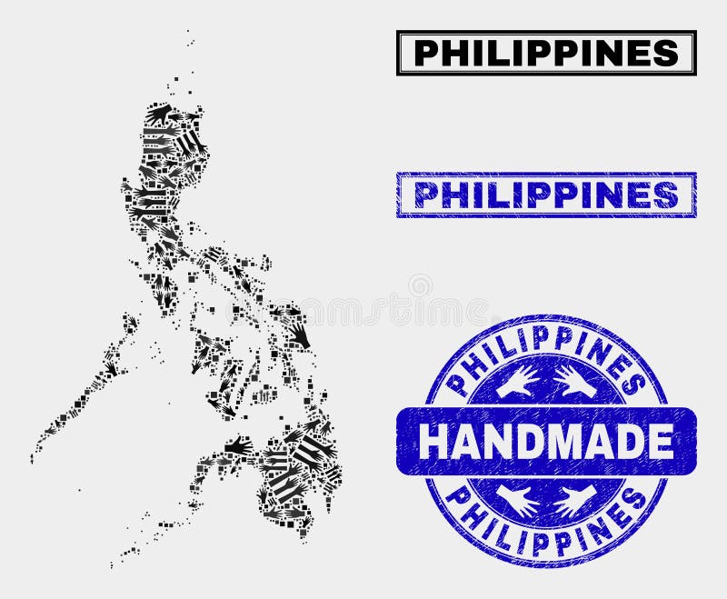 Handmade Collage of Philippines Map and Grunge Seal Stock Vector ...