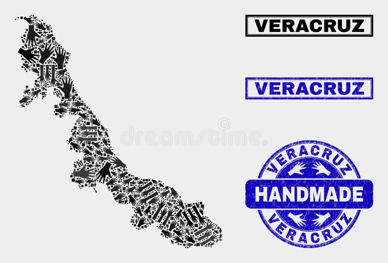 Handmade Composition of Veracruz State Map and Textured Seal Stock ...