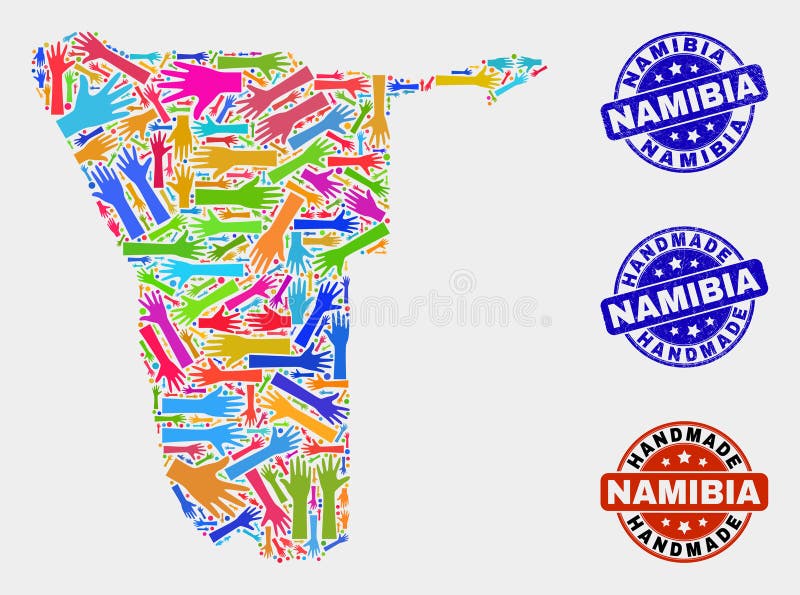 Hand Collage of Namibia Map and Grunge Handmade Seals Stock Vector ...