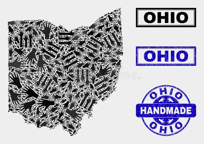 Handmade Composition of Ohio State Map and Textured Seal Stock Vector ...