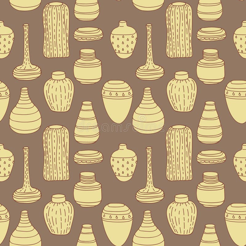 Vector Handmade Vase Pattern Stock Vector - Illustration of bowl, tile ...