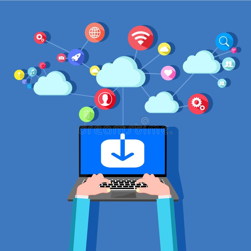 Vector the Hands of People Who are Working Online.Using the Internet ...