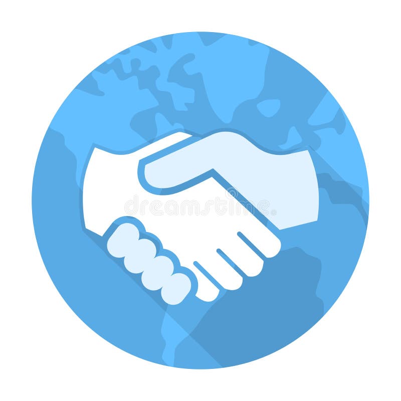 Vector of Handshake Icon on Blue Globe Circle - Vector Iconic Design ...