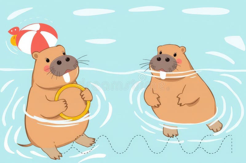 Capybara Handwriting Practice Worksheet for Kids Stock Illustration ...