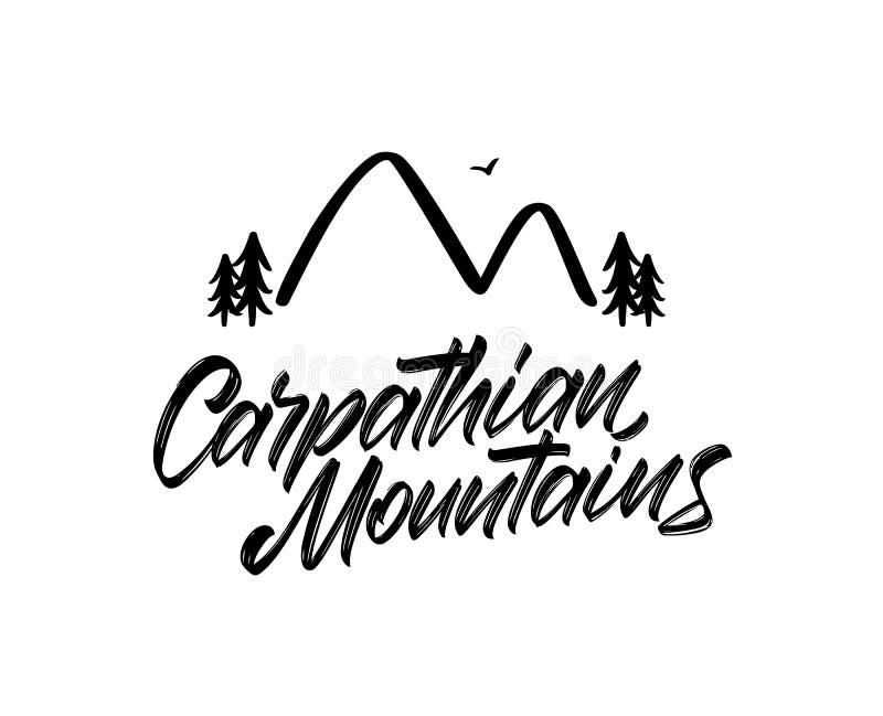 Vector Handwritten Calligraphy Lettering of Carpathian Mountains. Hand ...
