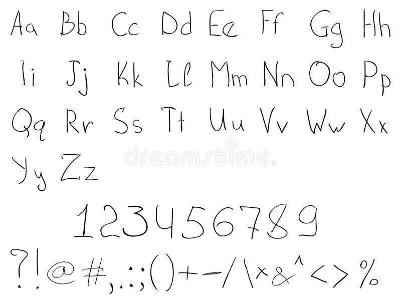 Handdrawn Alphabet stock illustration. Illustration of scribble - 207163549