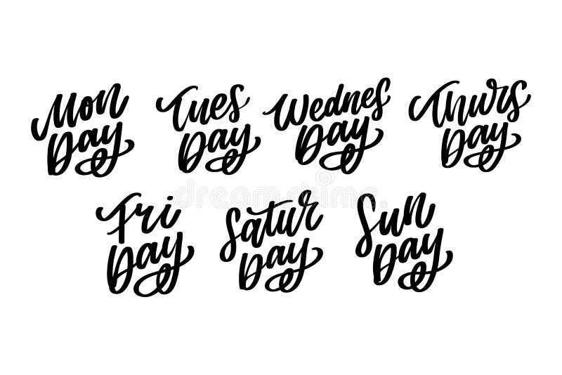 Vector Handwritten Inscription Days a Week. Calligraphy.dwritten ...