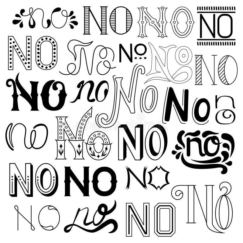 Vector Handwritten No Phrases. Words with Decorative Elements Stock ...