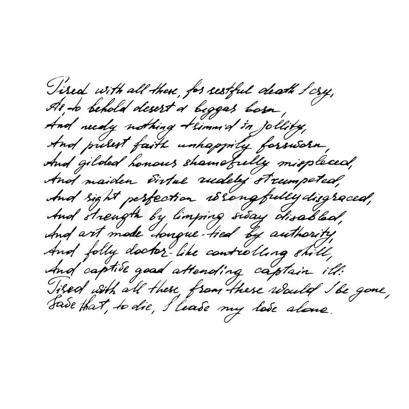 Vector: Handwritten Text in English with a Pen, a Poem by William ...