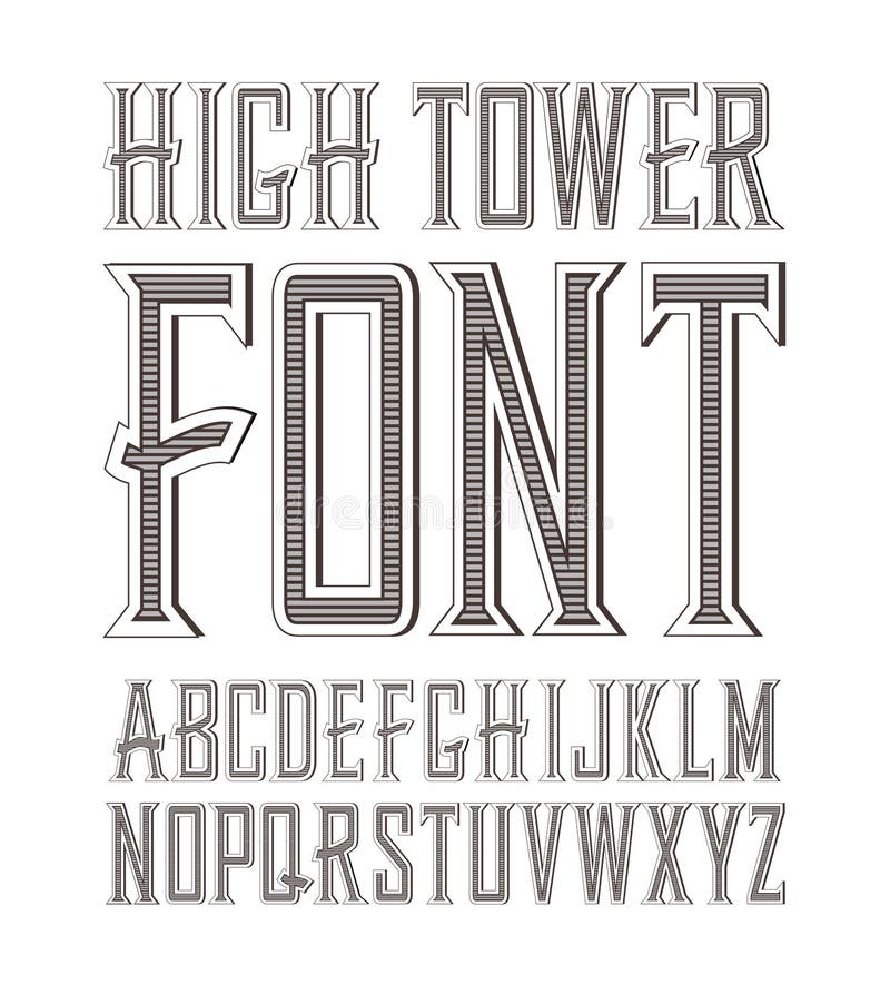 Vector Handy Crafted Vintage Label Font. High Tower Stock Vector ...