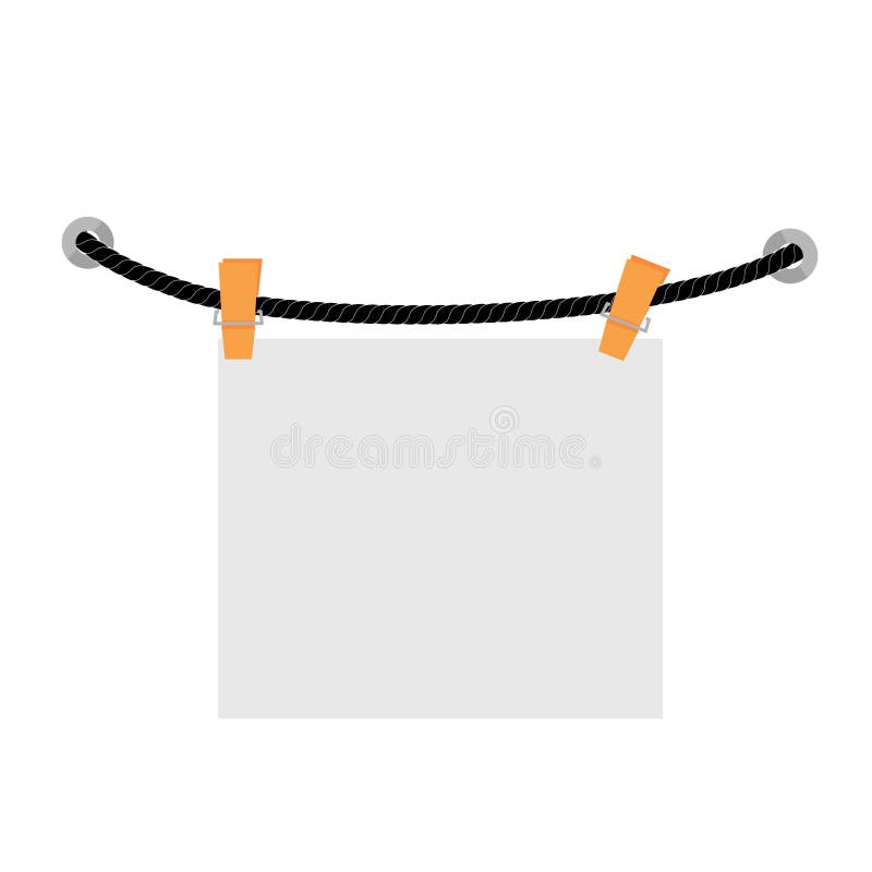 Vector Hanging Message Note, at Black Rope, Isolated on White Stock ...
