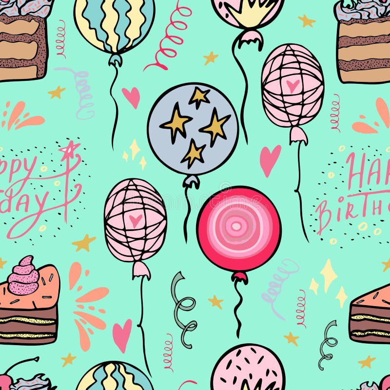 Happy Birthday Seamless Pattern Stock Vector - Illustration of children ...