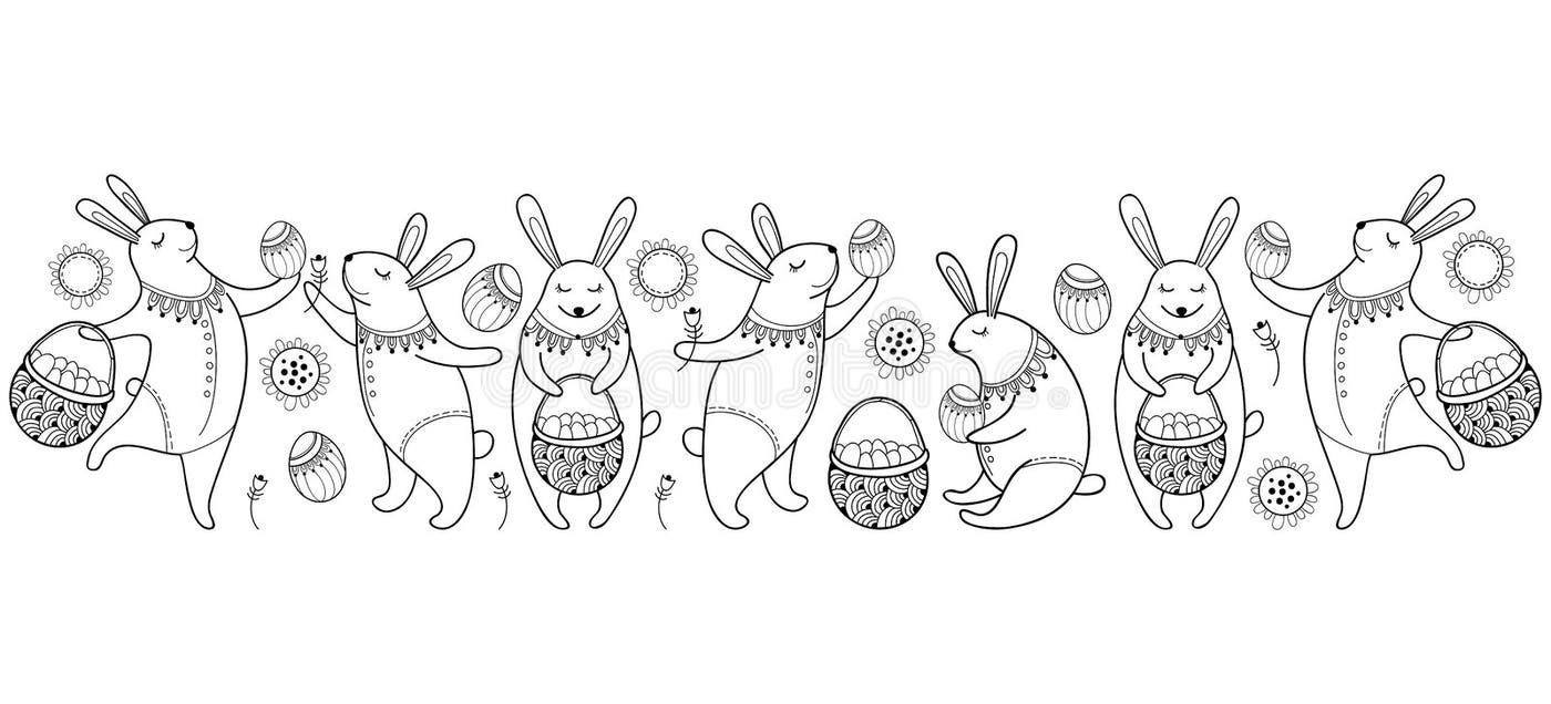 Easter Bunny Line Drawing Stock Illustrations – 9,612 Easter Bunny Line ...