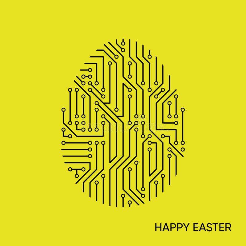 Vector Happy Easter Card Circuit Board Pattern Stock Vector ...