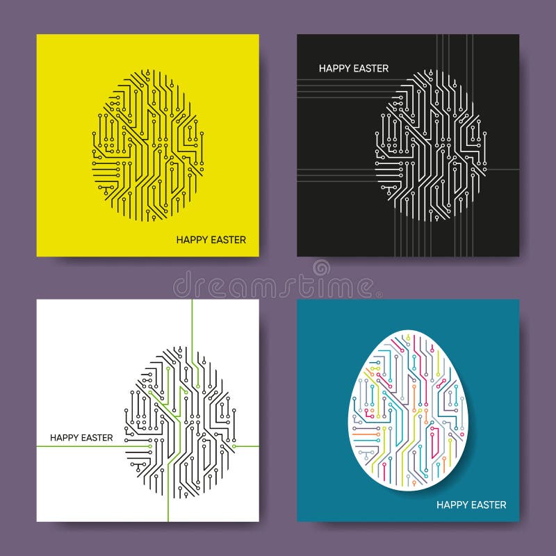 Vector Happy Easter Card Circuit Board Pattern Stock Vector ...