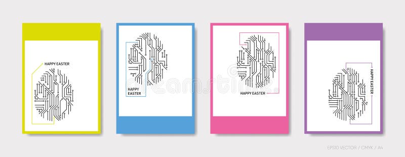 Vector Happy Easter Cover Brochure Template Set Stock Illustration ...