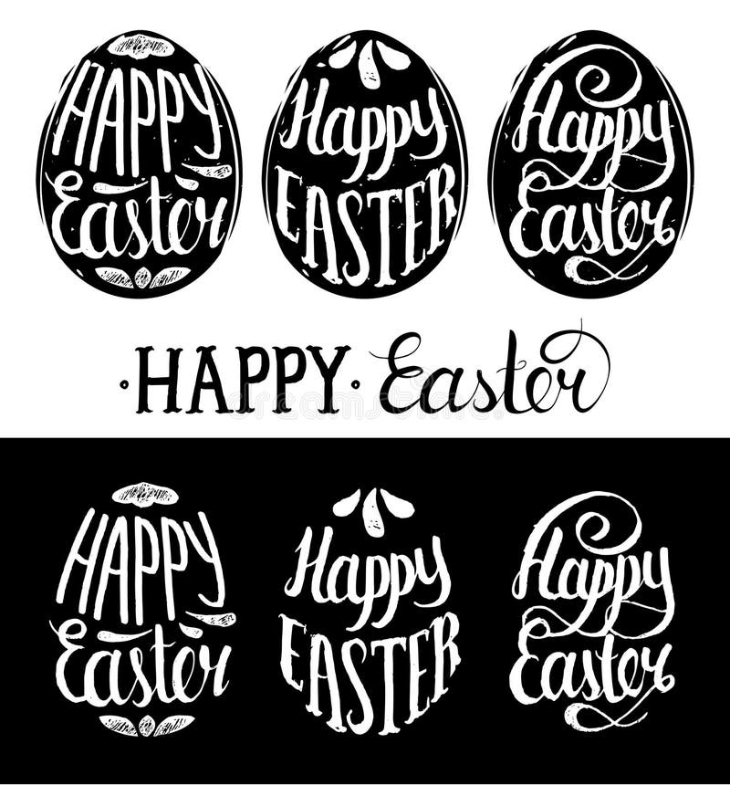 Vector Happy Easter Type Cards in the Egg Shape. Religious Holiday ...
