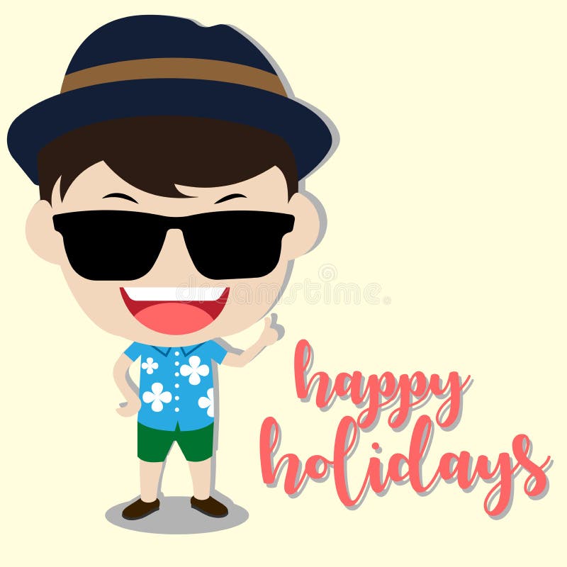 Vector Happy Holiday with Man Character Stock Vector - Illustration of ...