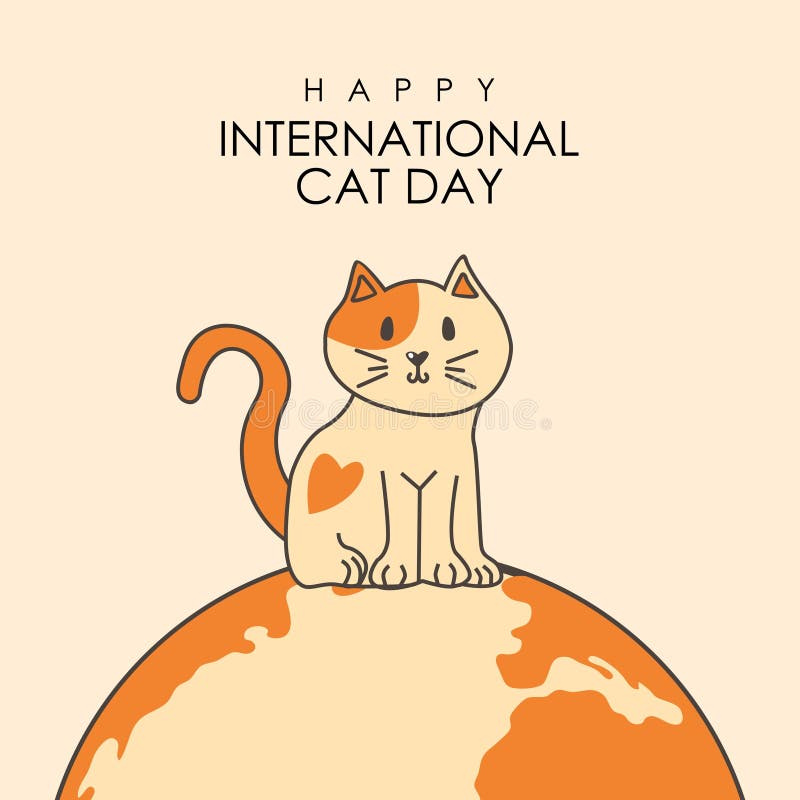 Vector Happy International Cat Day Poster Template Stock Illustration ...