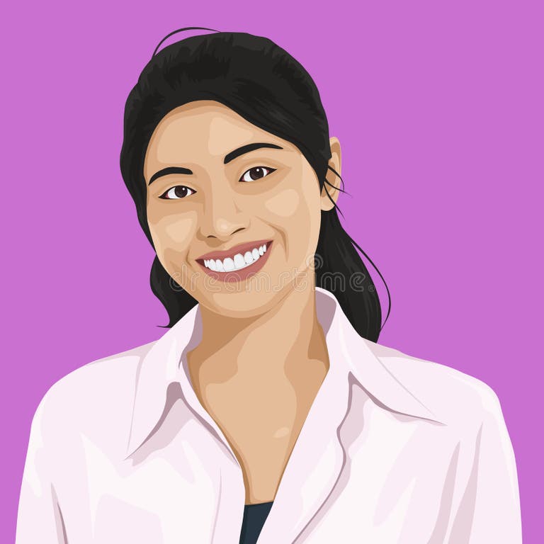 Vector of Happy Lady Portrait Stock Illustration - Illustration of ...