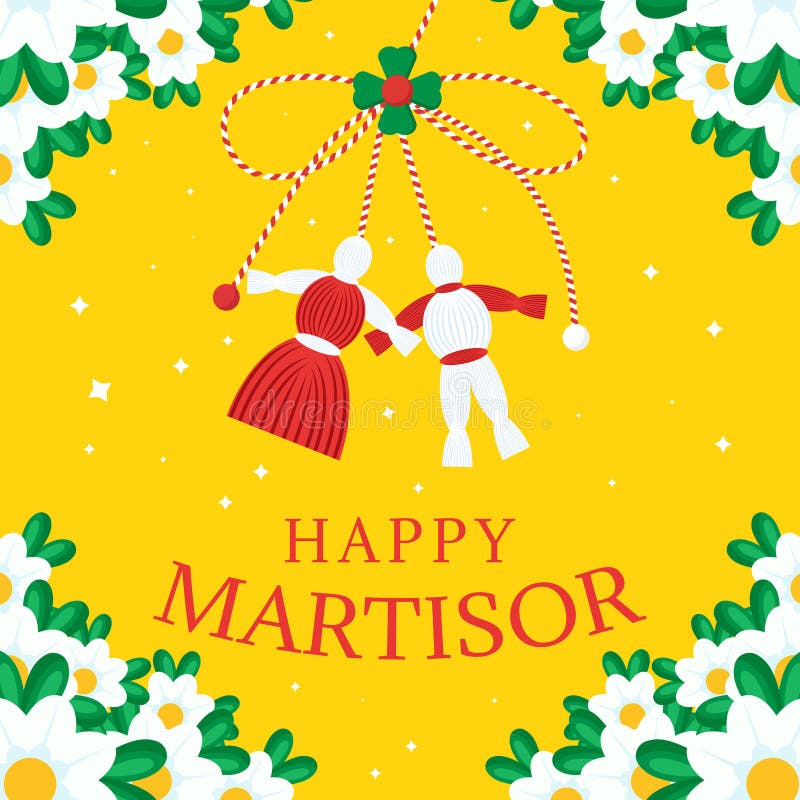 Vector Happy Martisor Illustration in Flat Design Style Stock Vector ...