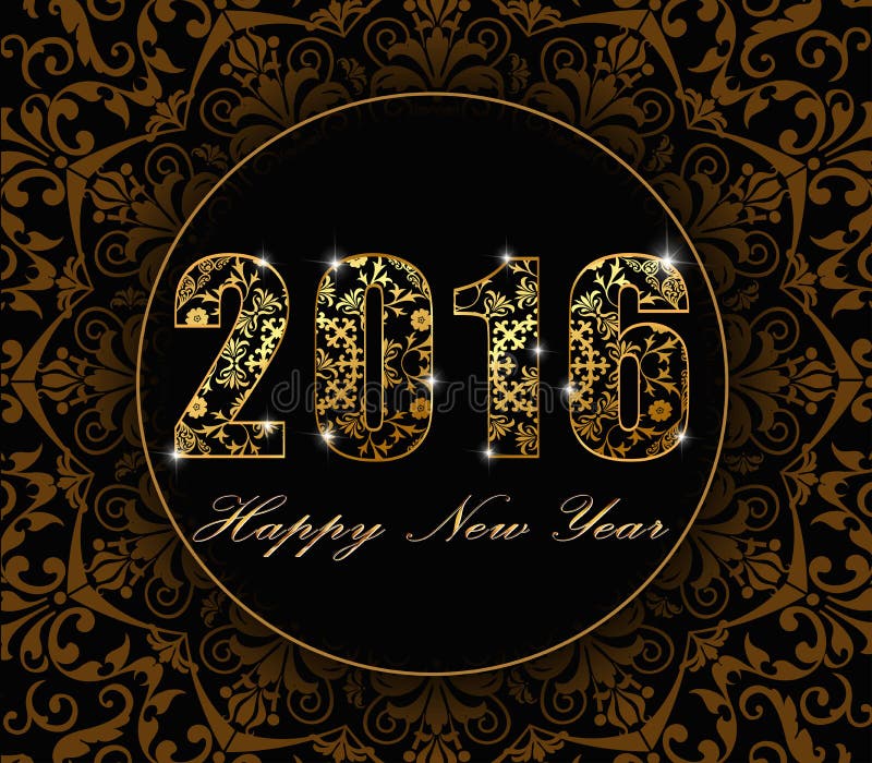 Vector - 2016 Happy New Year 2016 Flat Background with Floral Pattern ...