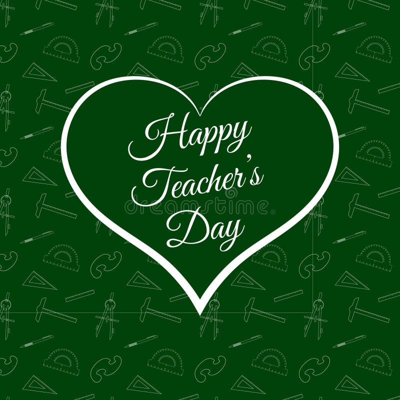 Vector Happy Teacher S Day Inside Green Heart Stock Vector ...