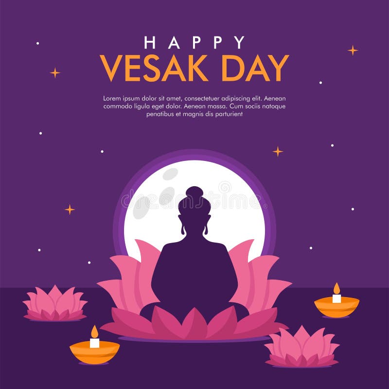 Vector Happy Vesak Day Banner Template Stock Vector - Illustration of ...