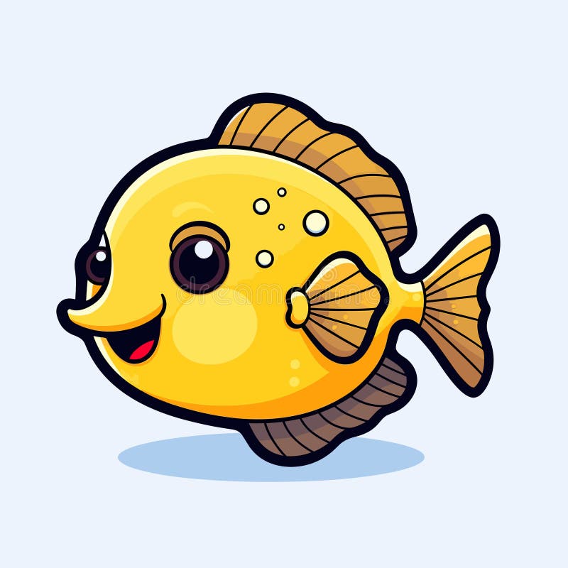 Vector of a Happy Yellow Fish with a Smiley Face Illustration in Vector ...