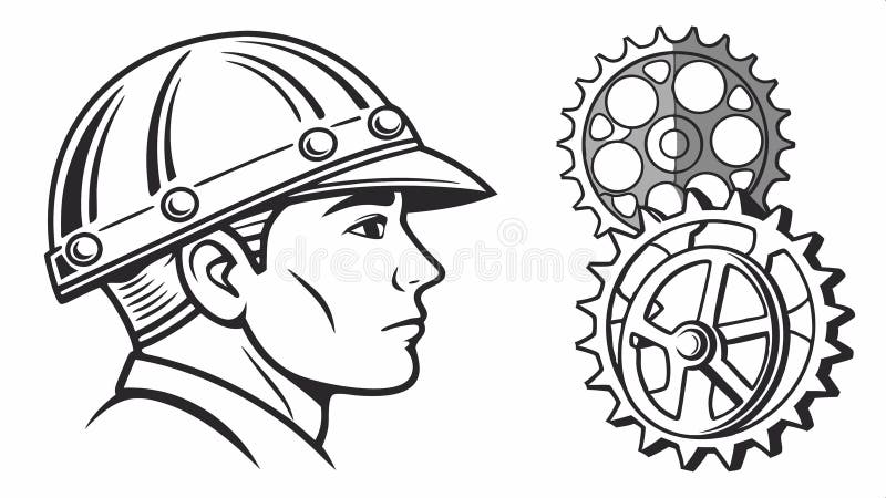 Hard Hat and Gears, Engineering Symbol Design Vector Design Generative ...