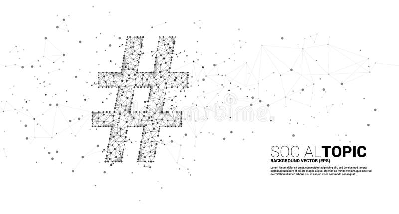 Vector Hash Tag from Dot Connect Line Polygon with Icon. Stock Vector ...