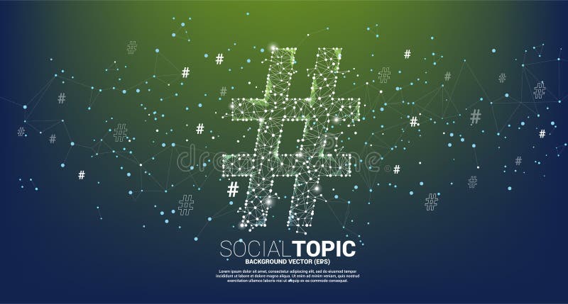 Vector Hash Tag from Dot Connect Line Polygon with Icon. Stock Vector ...