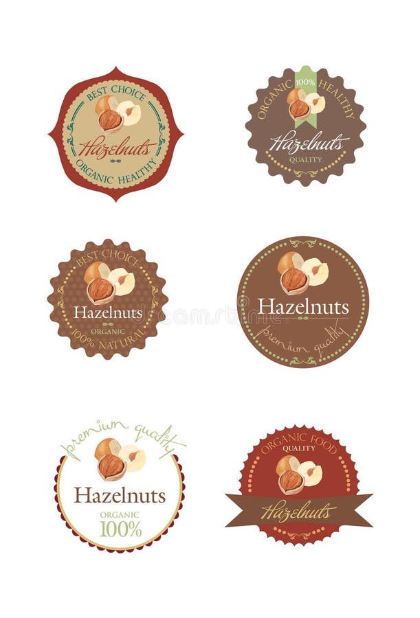 Set of Vector Label with Hazelnuts. Stock Vector - Illustration of card ...