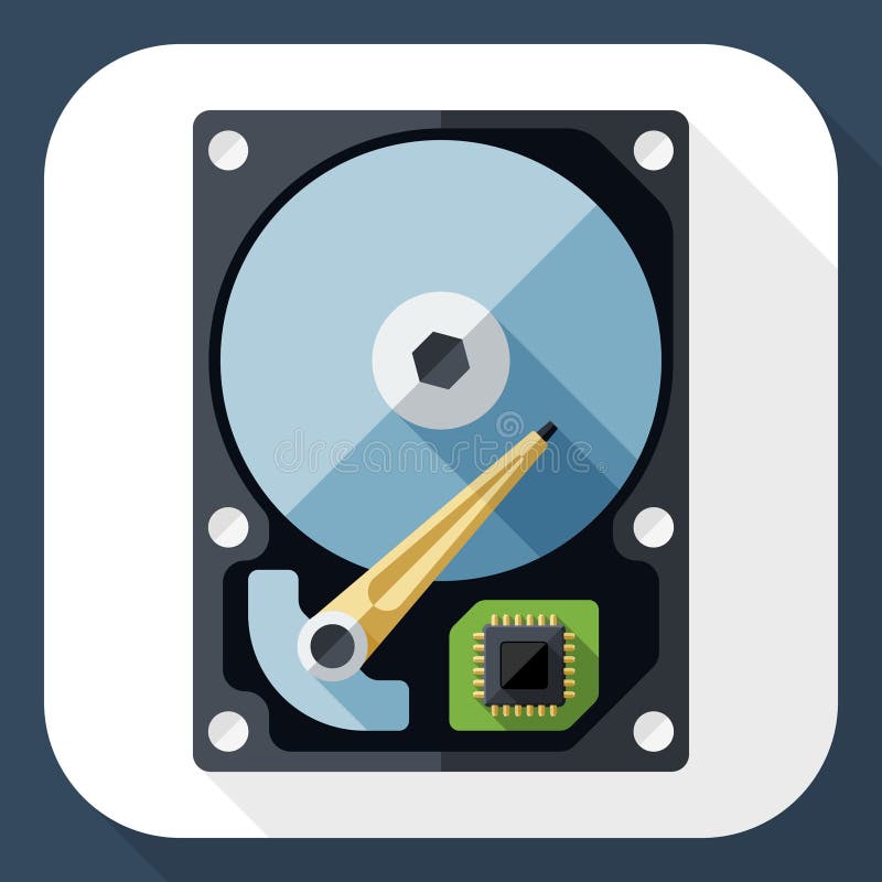 Vector HDD Icon. Hard Disk Drive Simple Icon in Flat Style with Long ...