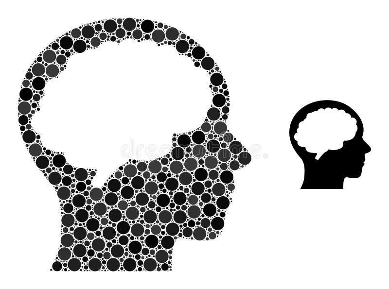 Vector Head Brain Mosaic of Dots Stock Vector - Illustration of ...