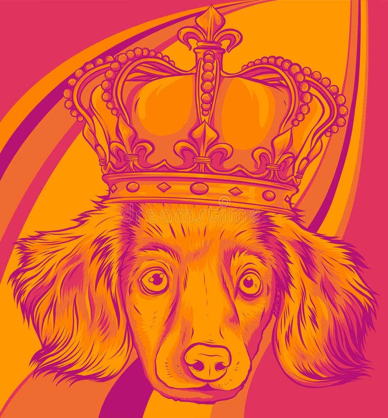 Vector Head Dog King in White Background Stock Vector - Illustration of ...